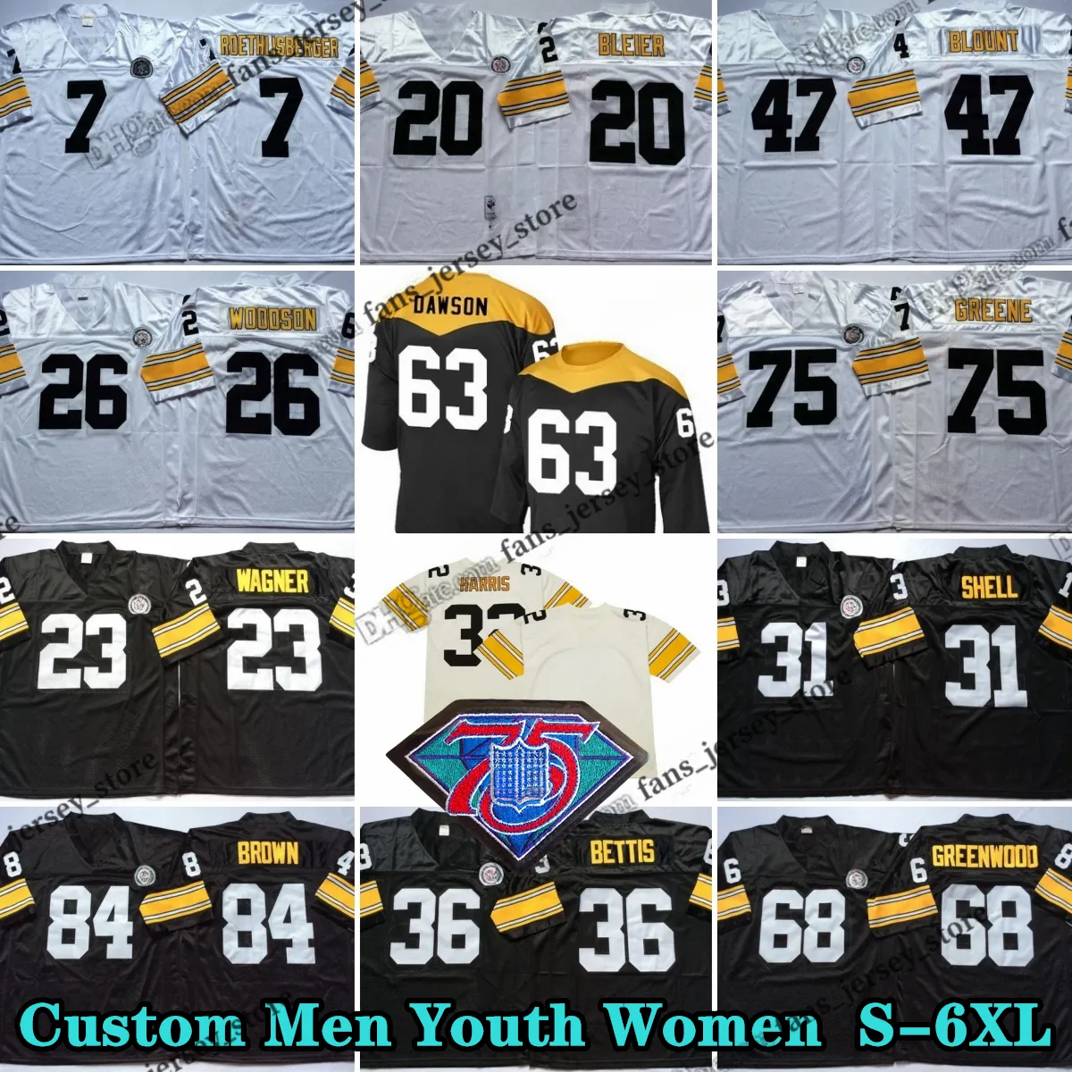 Mejor Precio En A Granel Custom 75th Vintage 75 Joe Greene 1969 Jerseys De Football 47 Mel ...
