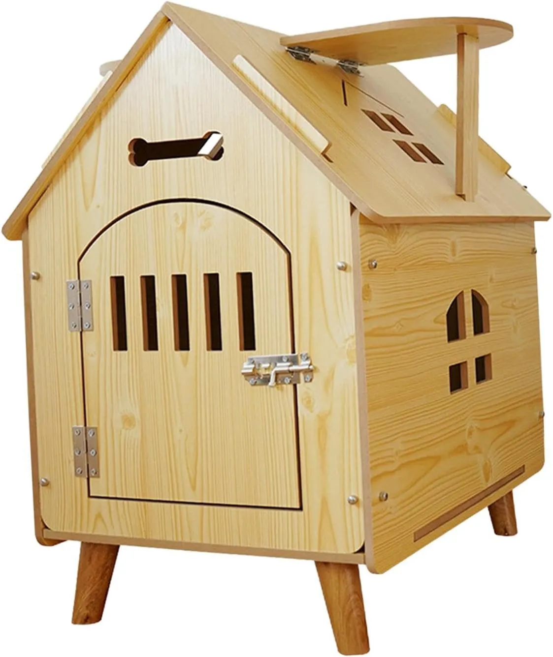 Wooden Pet Crate with Removable Top - Indoor Dog House & Rabbit Hideout ...