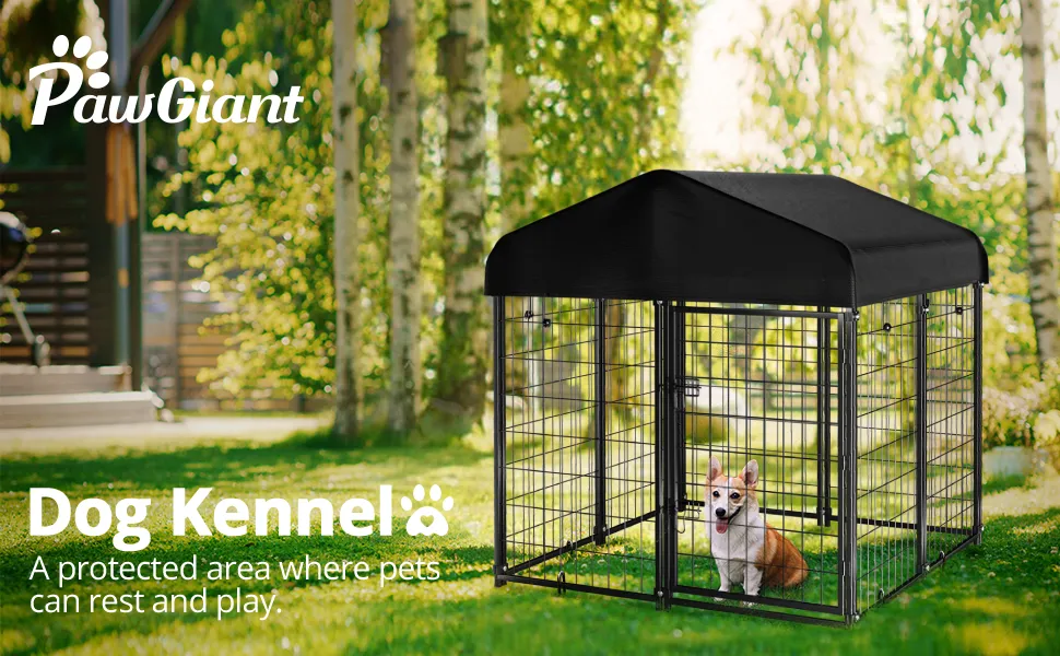 Heavy Duty 4x4 Dog Crate with Roof: Welded Wire Outdoor Dog Kennel, UV ...