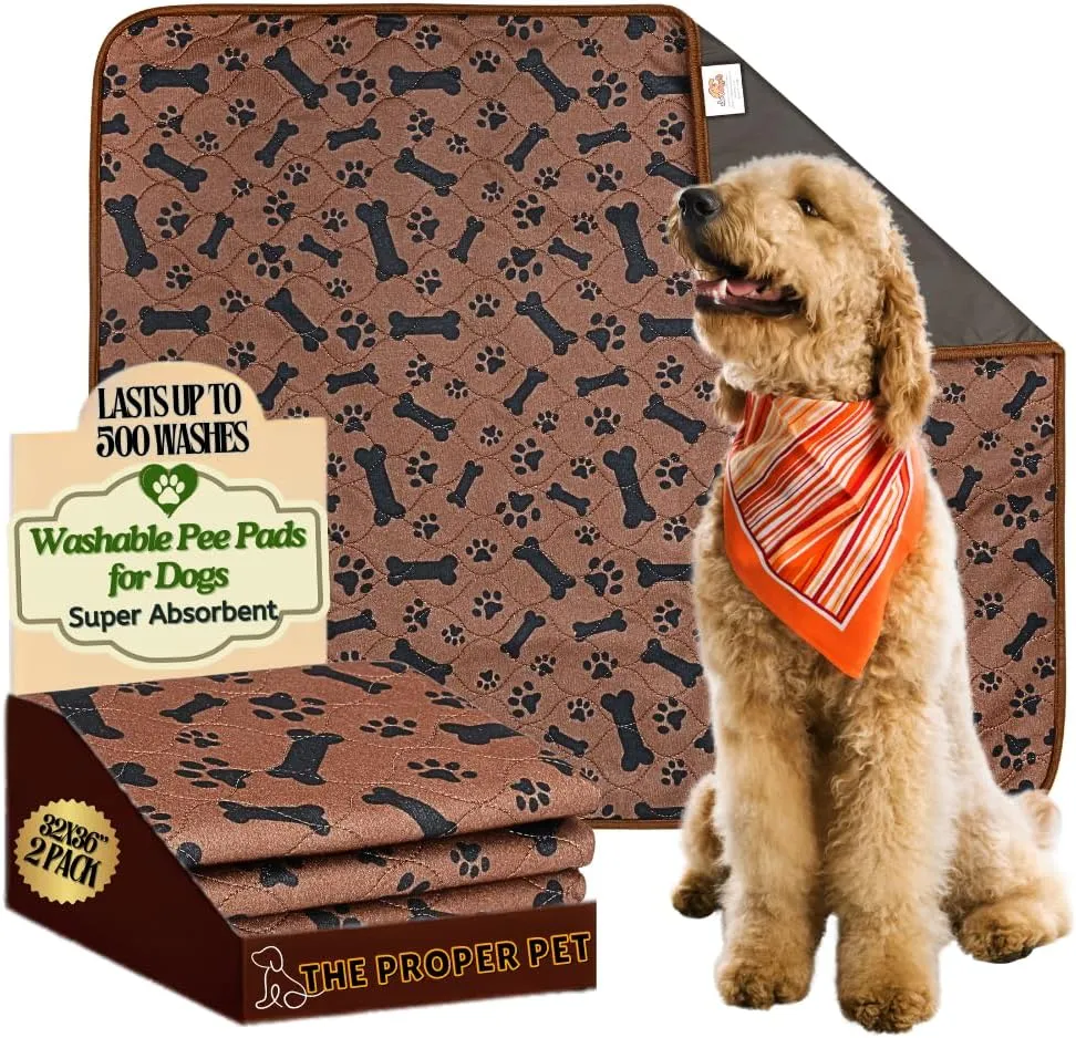2-Pack Washable Dog Pee Pads: Extra Large, Reusable Puppy Potty Pads ...