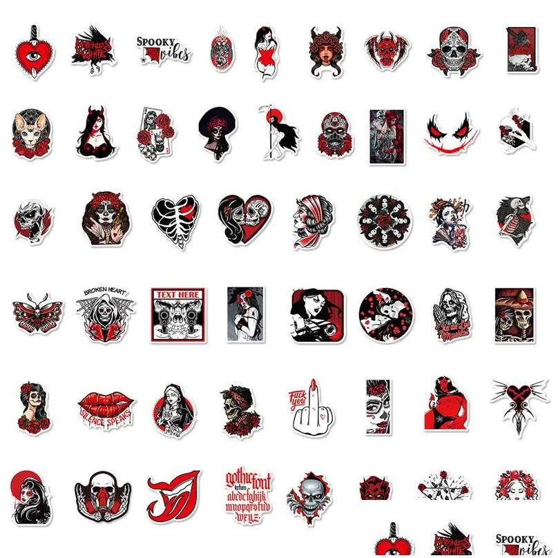 50 Gothic Iti Valentine Stickers For DIY Laptop, Skateboard, Motorcycle ...