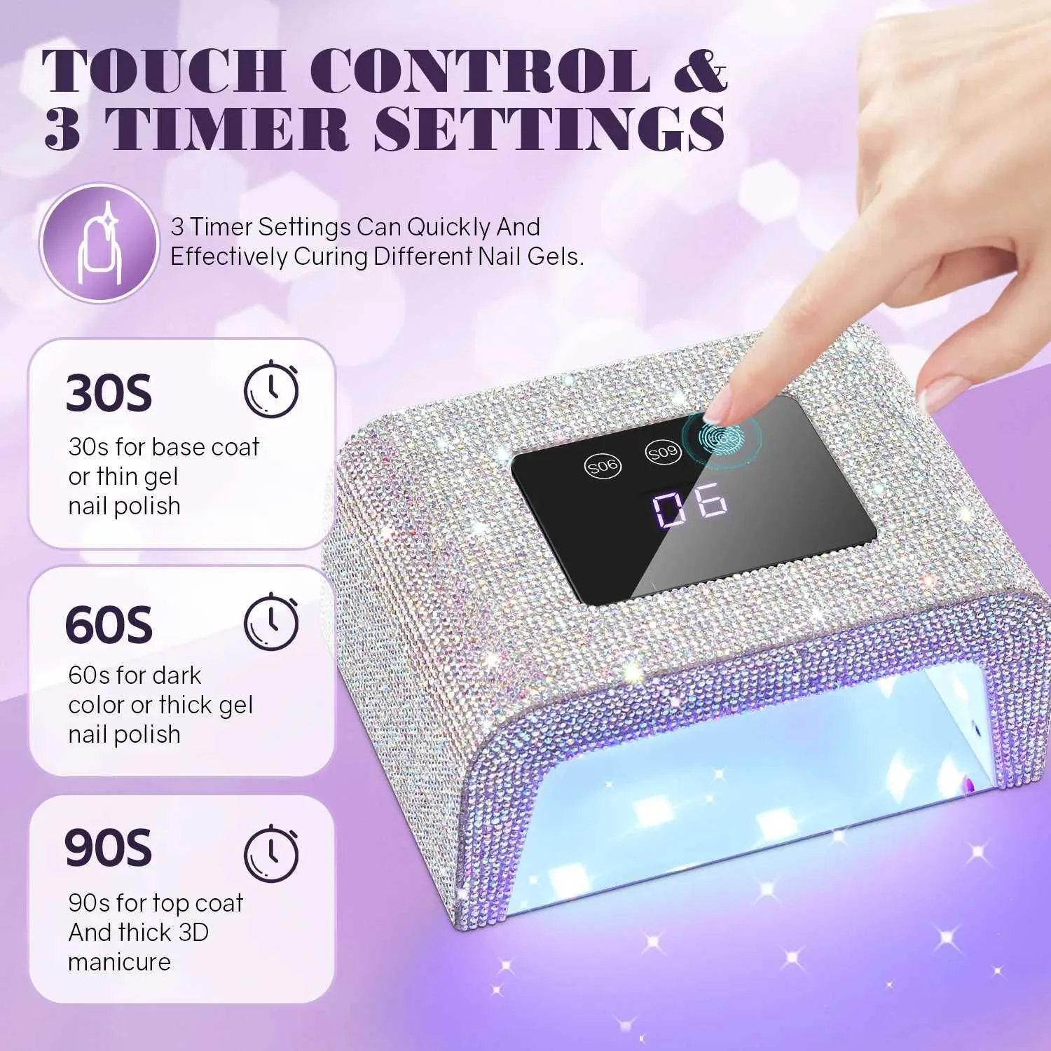 15W LED Nail Lamp Dryer with HD Display & Timer - Professional UV Light ...