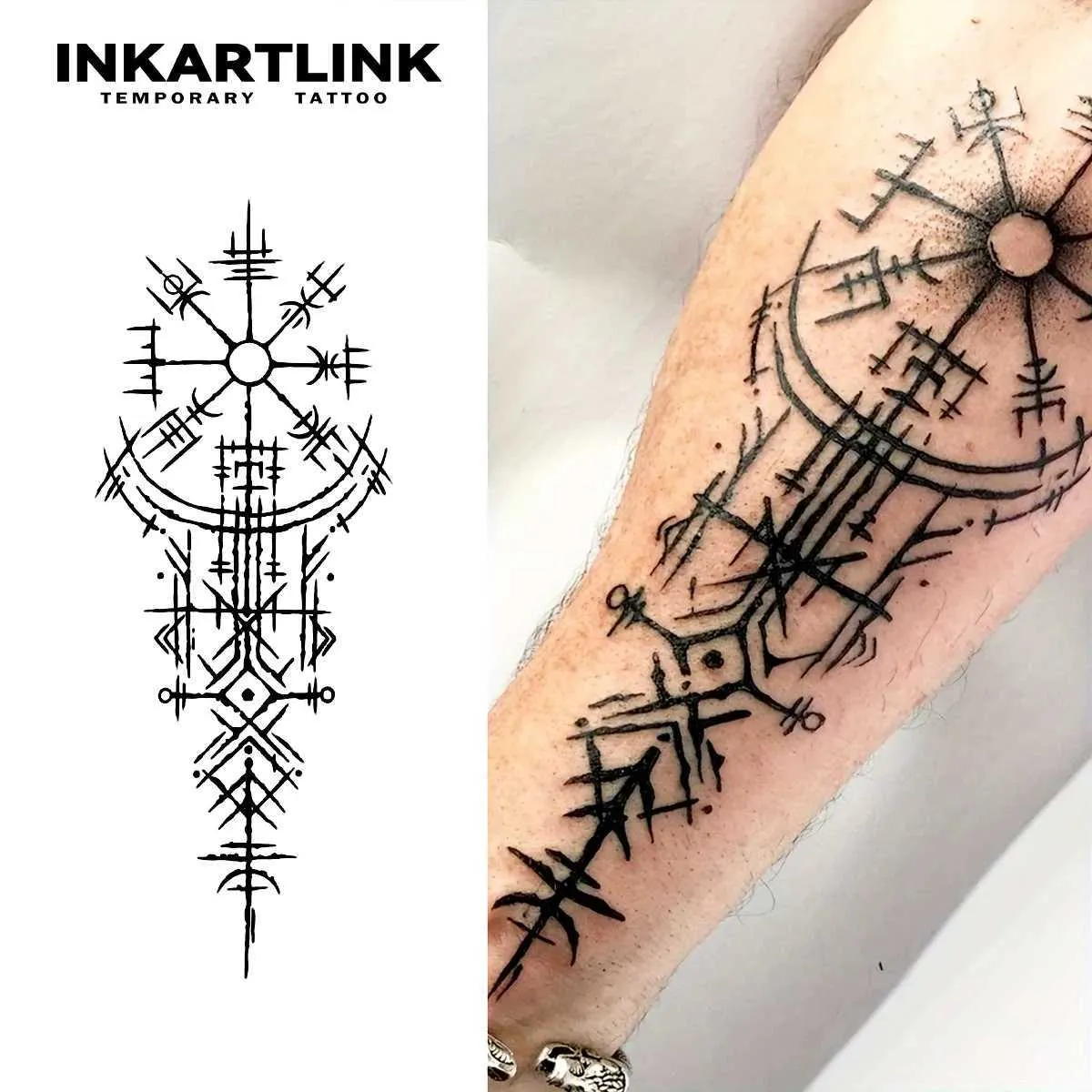 15 Day Waterproof Temporary Tattoo Drawing Sticker With Ancient Symbols ...