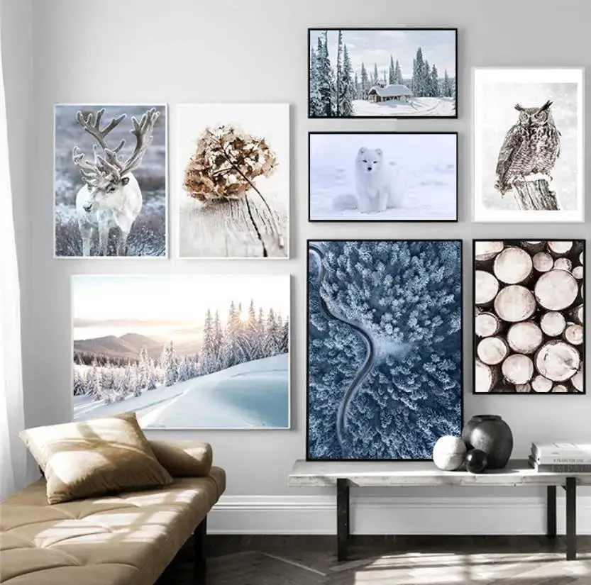 Winter Wonderland: Deer Forest, Flower Lake, Snow Owl Winter Scene ...