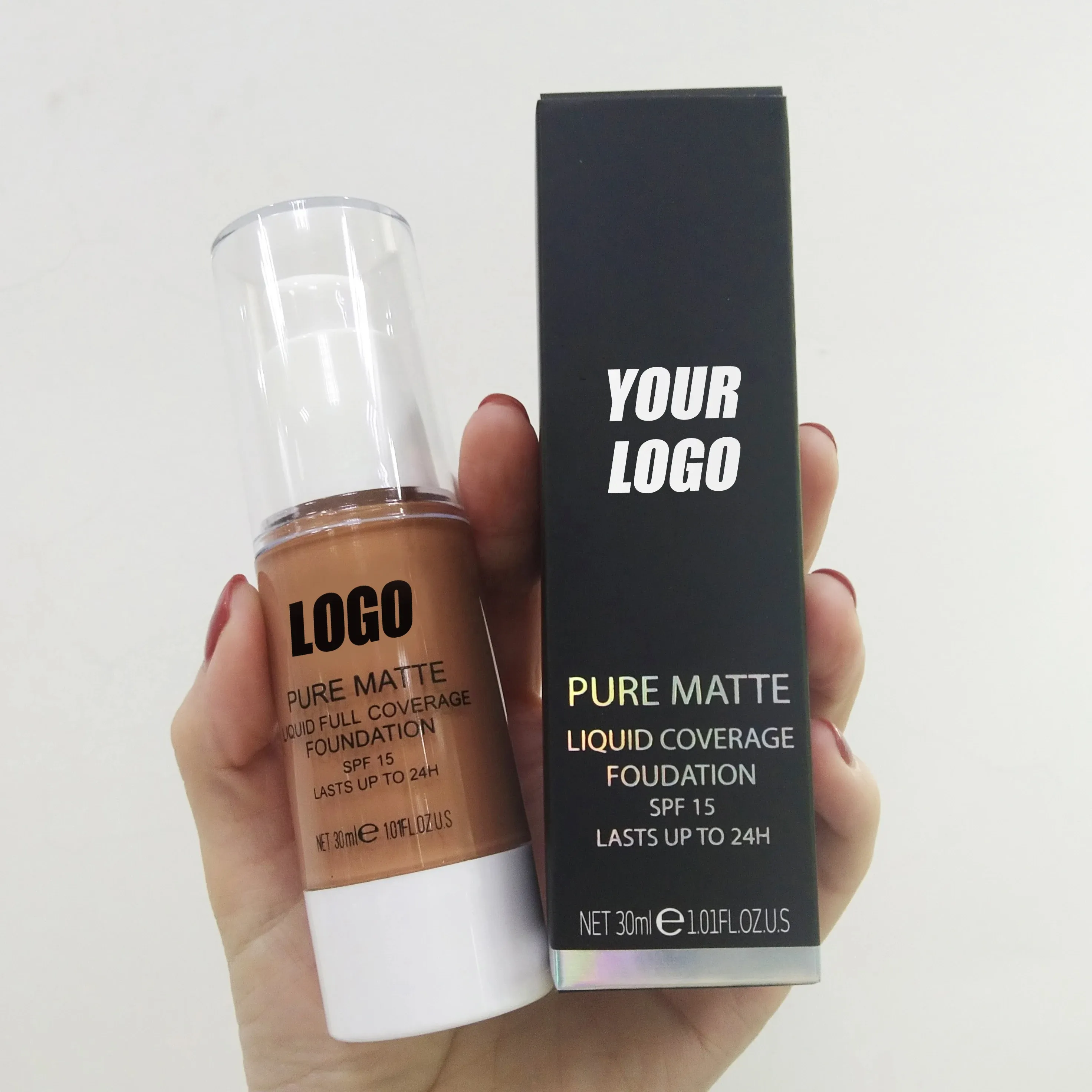 DHgate.com:30ml Vegan Cream Custom Logo Foundation Bottle w/ Pump, Full ...