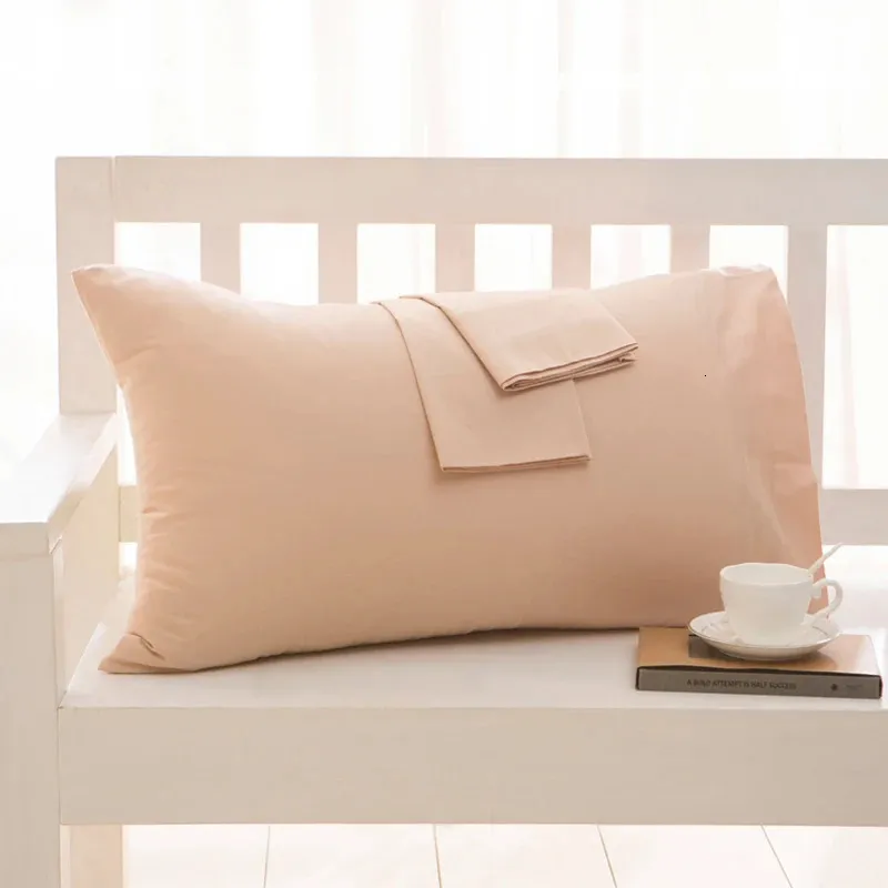 Solid Color Cotton Pillowcase Cover - Modern Minimalist Envelope Style ...