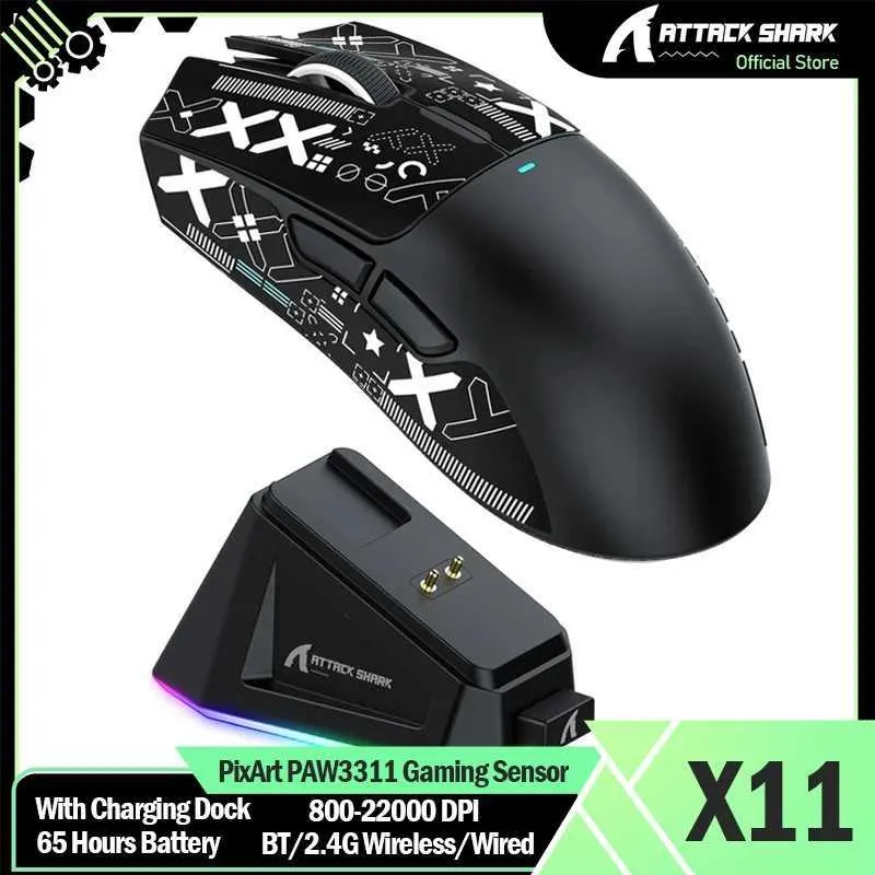 ATTACK SHARK X11 Wireless Gaming Mouse With Charging Dock PixArt ...