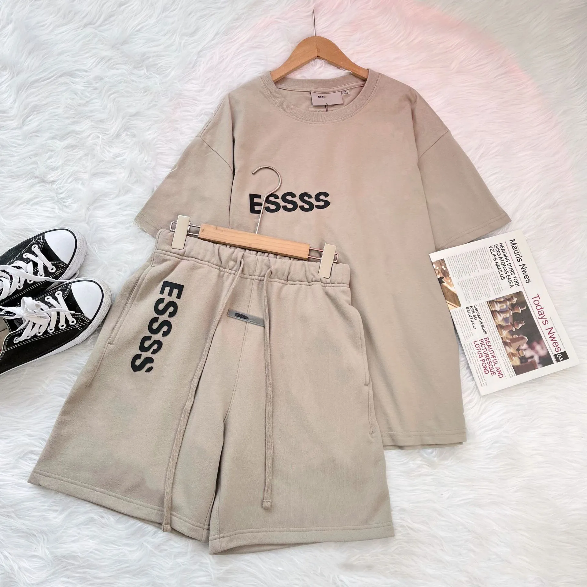 Luxury Summer Tracksuit Beige Set For Men And Women Designer Letter ...