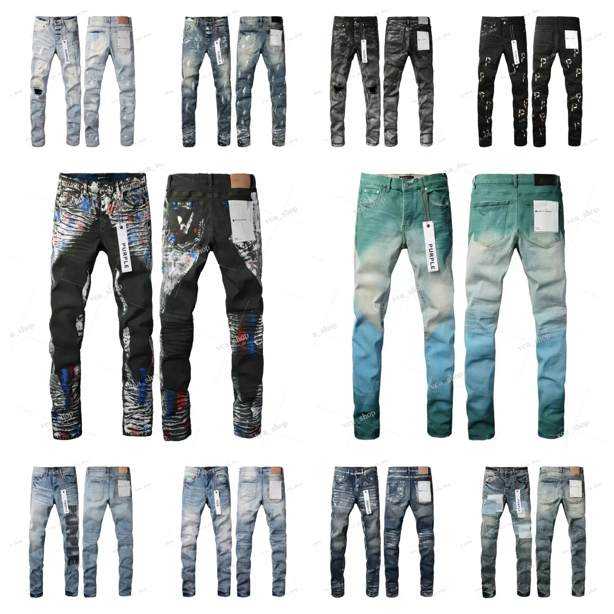 Mens Purple Jeans: Fashion Distressed Ripped Slim Fit Denim Biker ...