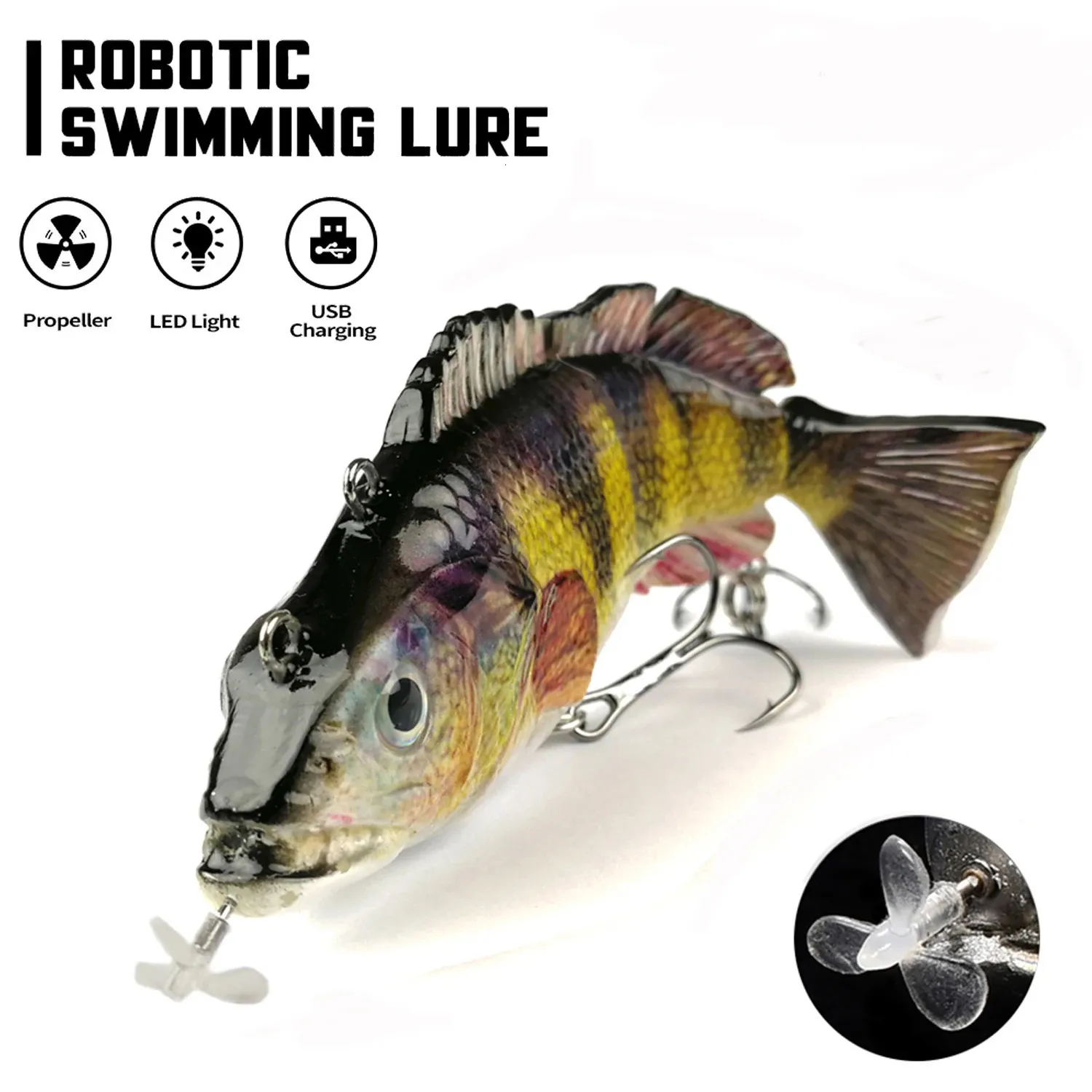 Motorized Fishing Lure: Electric Swimming Bait with LED, USB ...