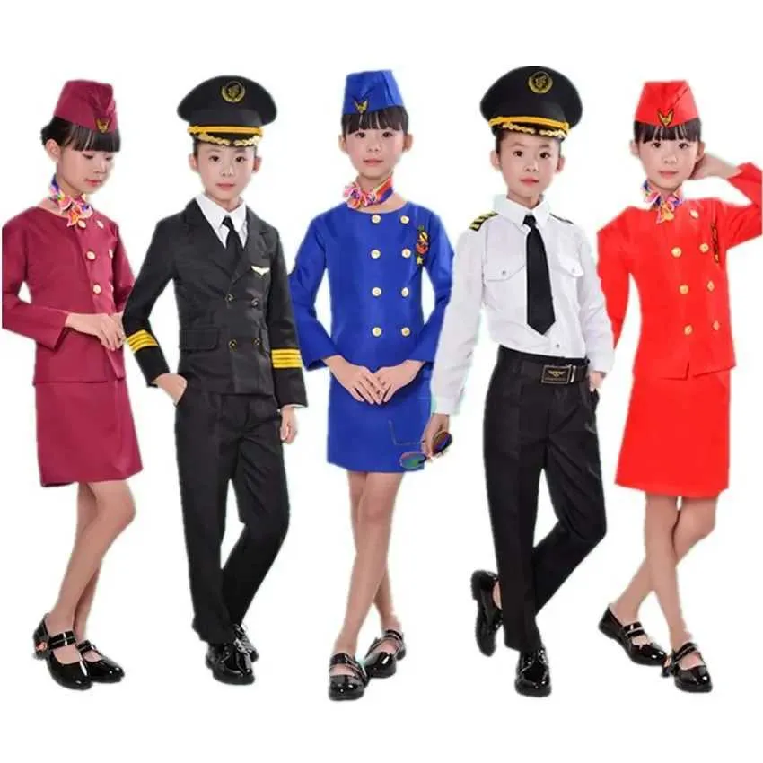 W241122 Childrens Airplane Role Playing Costume Set Pilot Uniform And ...