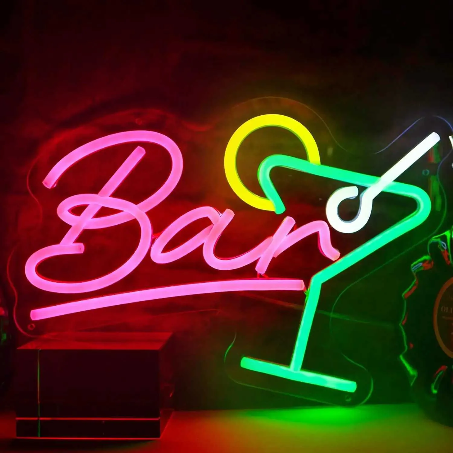 Bar Neon Sign LED Lights USB Powered Night Light With Hanging Chain ...