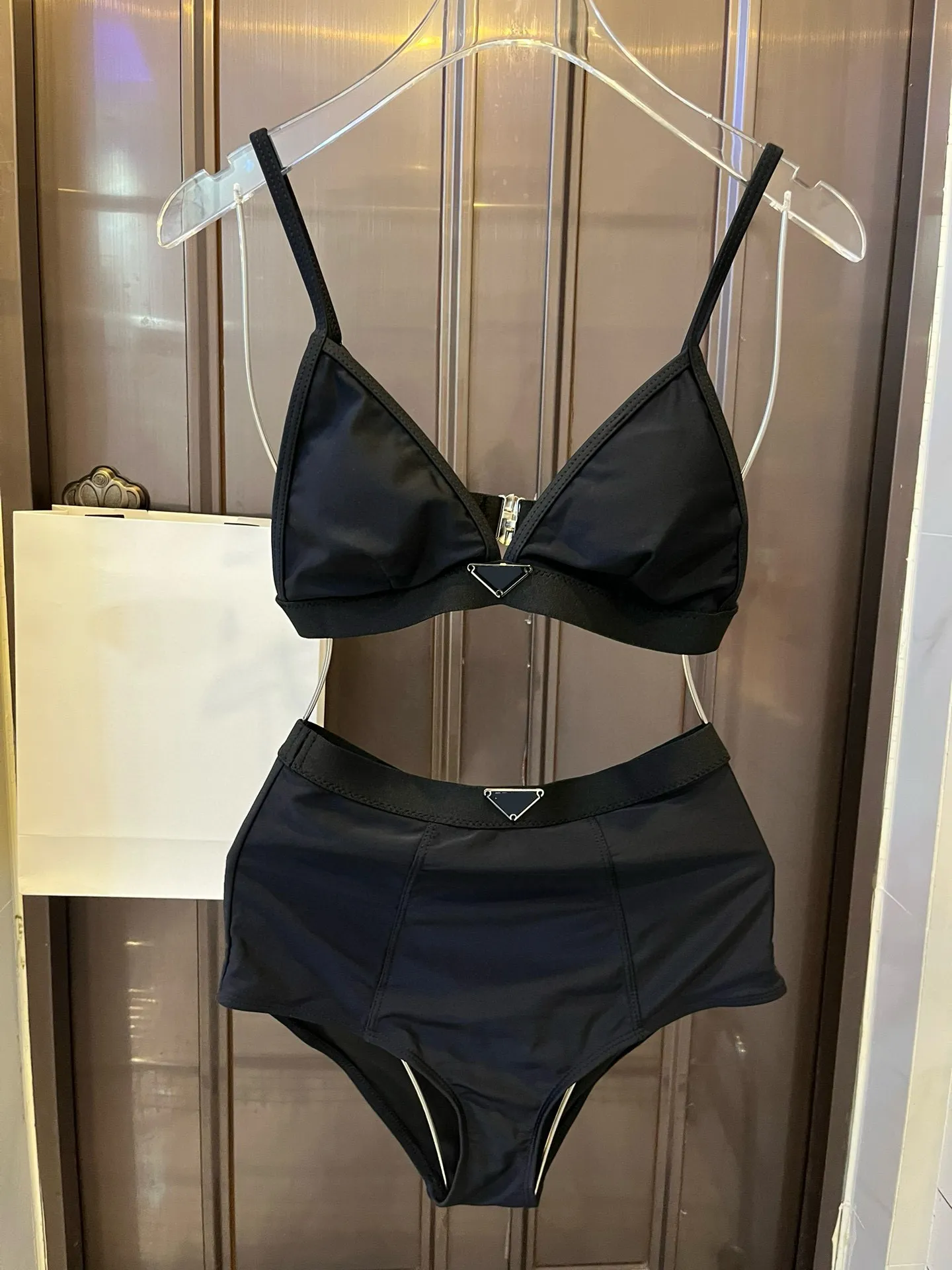 DHgate.com:Two-piece Metal Badge Bikini Set: High Waist Briefs Bra ...