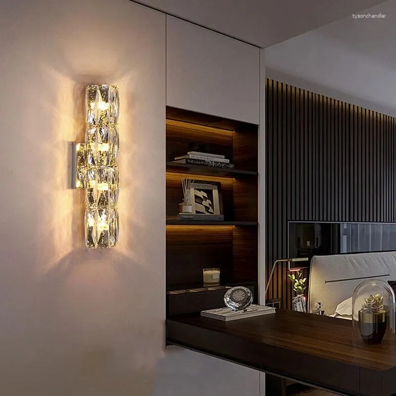 Postmodern K9 Crystal LED Crystal Wall Lamp Silver Metal Ceiling Light ...