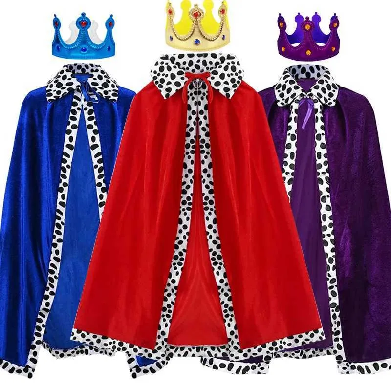 Cape King Prince Cosplay Costume For Kids & Adults Royal Crown Shawl ...