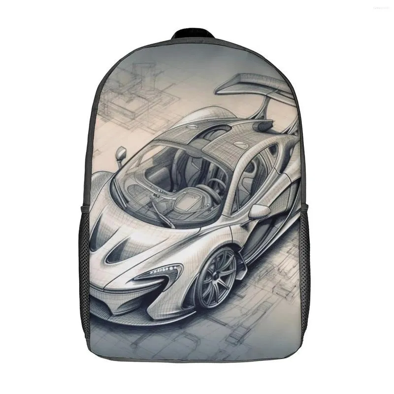 Colorful Sports Cars Backpack With Schematics Pencil Drawing Capability ...