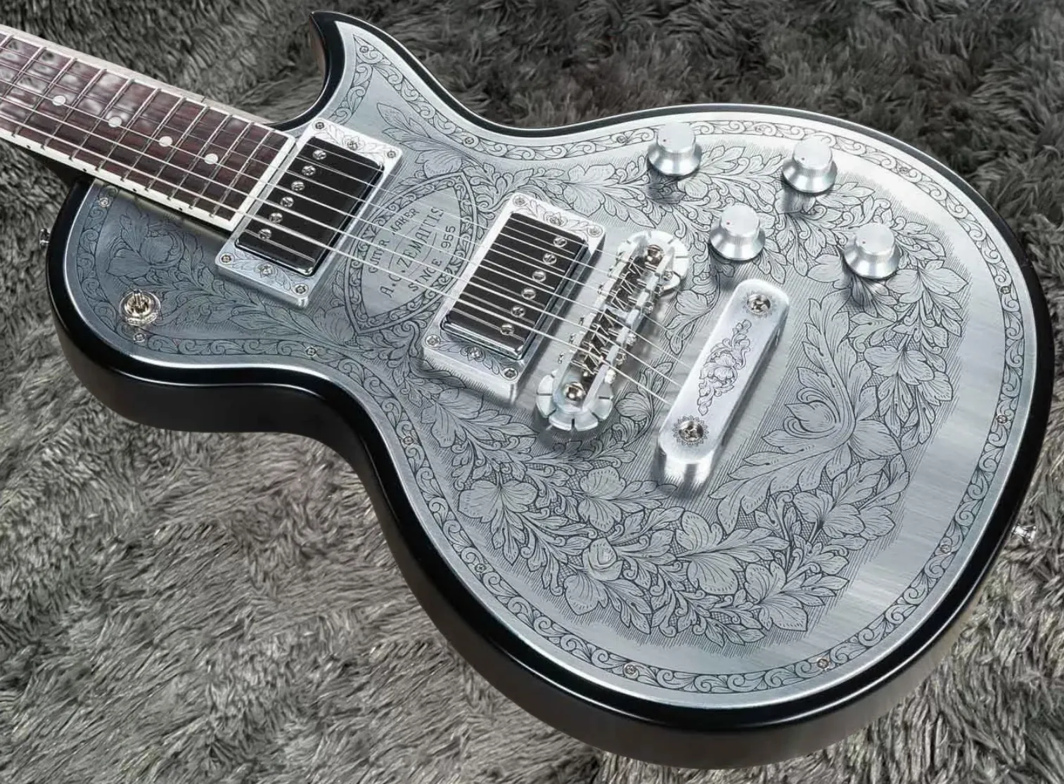 Korean Made Custom Satin Silvertone Electric Guitar With Aluminum Plate ...