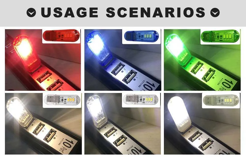 USB LED Mini Book Light 15W Portable Flexible Blue Touch Switch DC5V ...