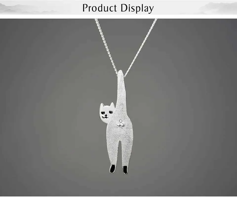 Elegant Silver Cat Jewellery Necklace - 18K Gold Accent Pendant - Shop ...