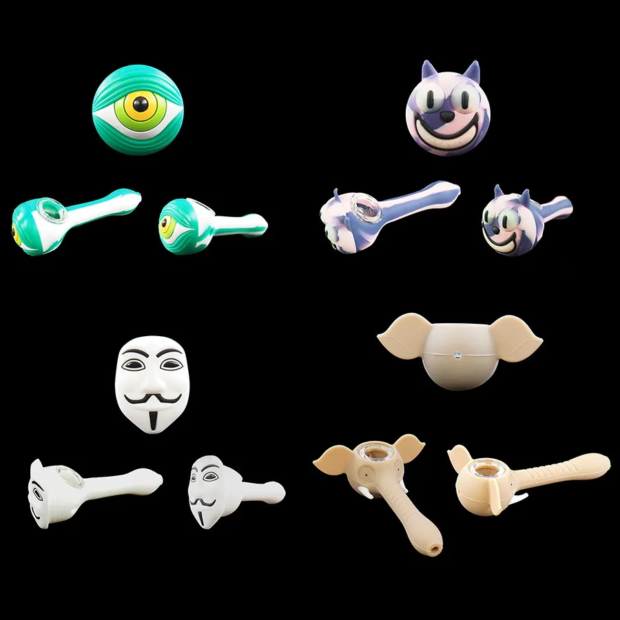 Mixed Style Cartoon Silicone Smoking Pipe Smoke Accessory Unbreakable ...