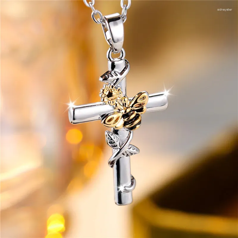Cute Cross Bee Unique Cross Necklaces In Yellow Gold Perfect Wedding ...