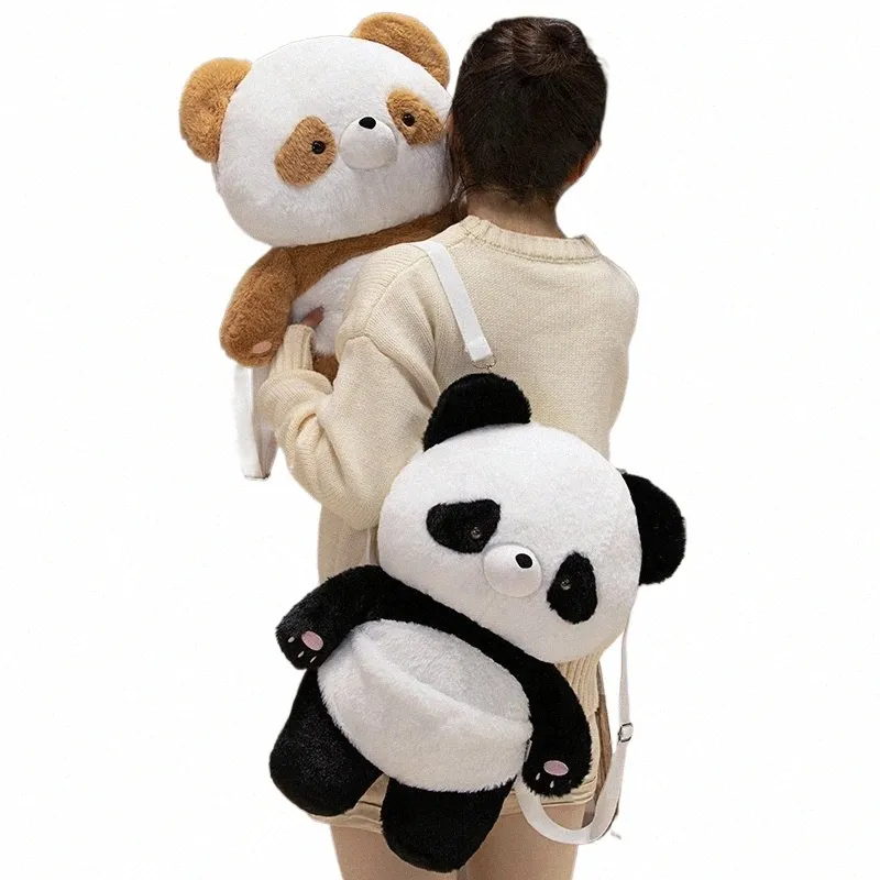Highland Cow Panda Plush Panda Backpack Cute Cartoon Cat Design For ...