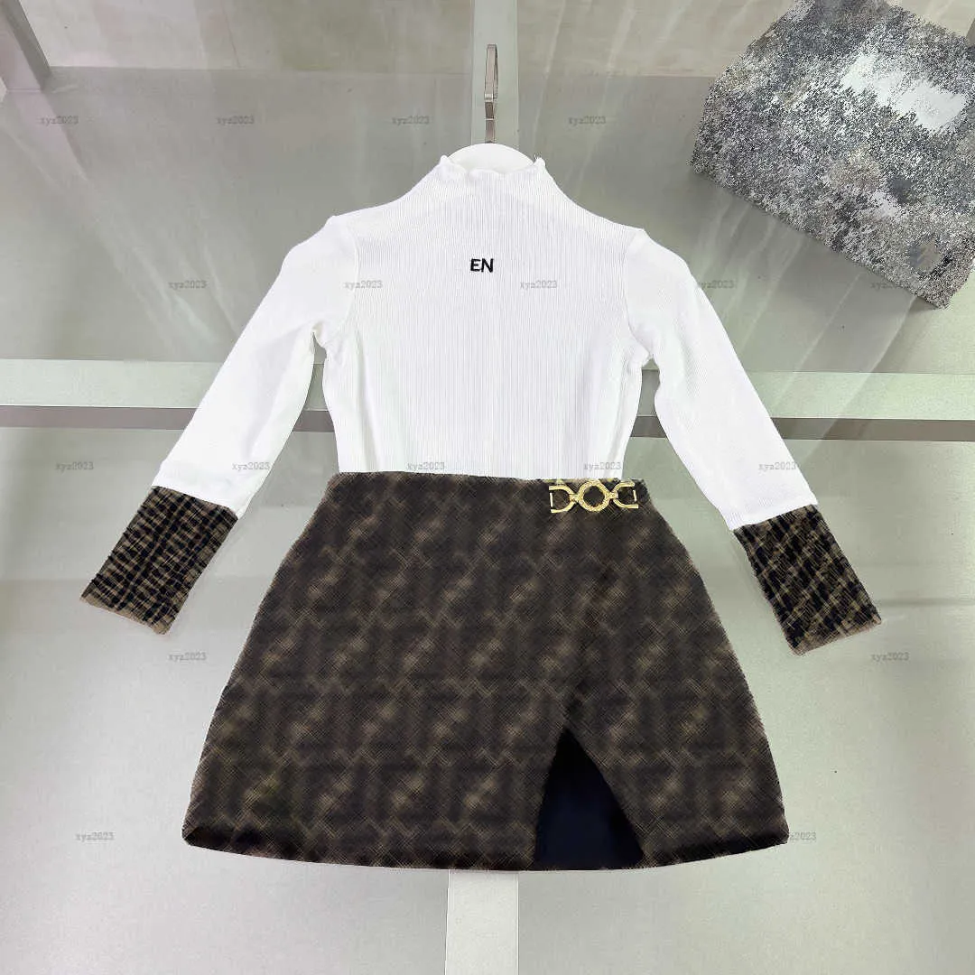Fashion Girls Dress Child Skirt Set Embroidery Logo Baby Princess Dress ...