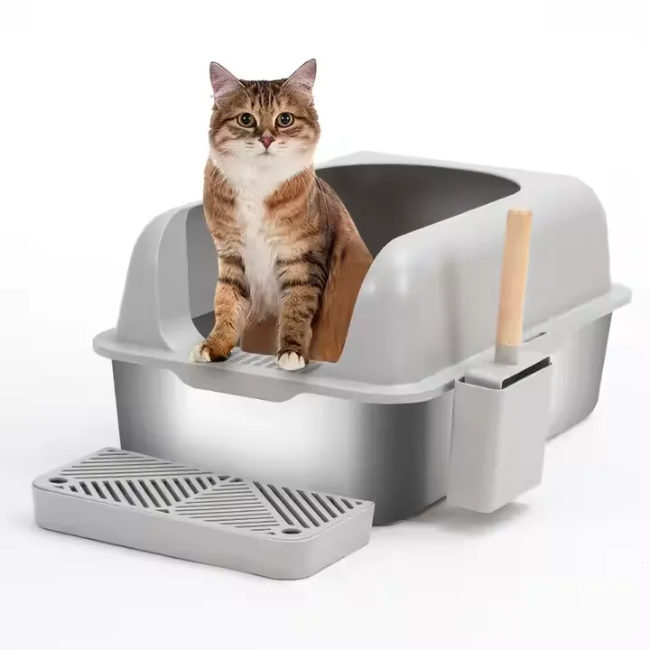 Stainless Steel Cat Litter Box with Detachable Tray, Easy Clean & Quick ...