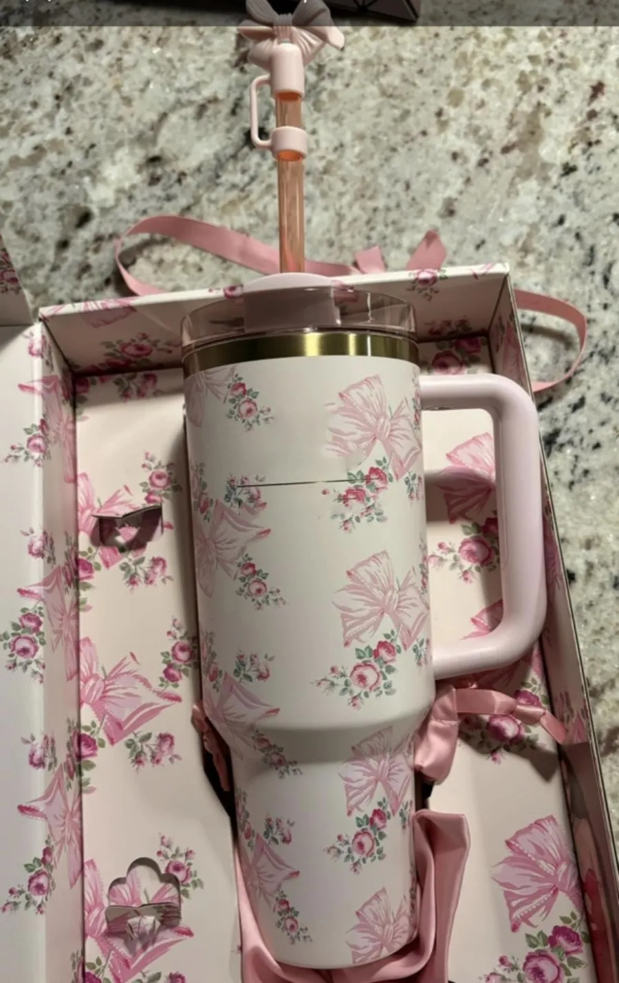US Stock: 40 oz Christmas Bow Tie Cups, Stainless Steel Tumblers Blue ...
