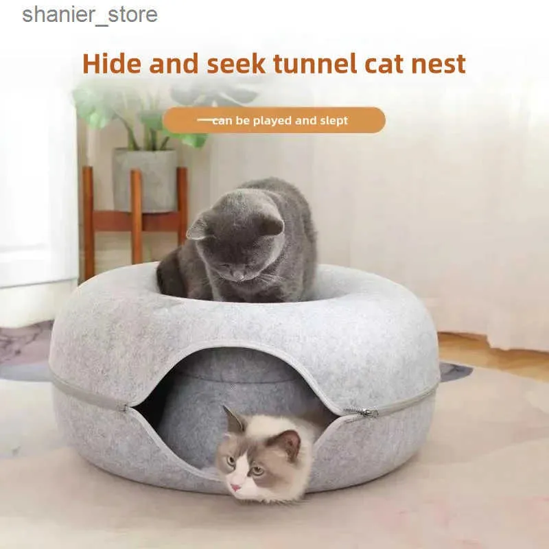 Interactive Cat Donut Bed & Tunnel Toy - Playful Indoor Exercise ...