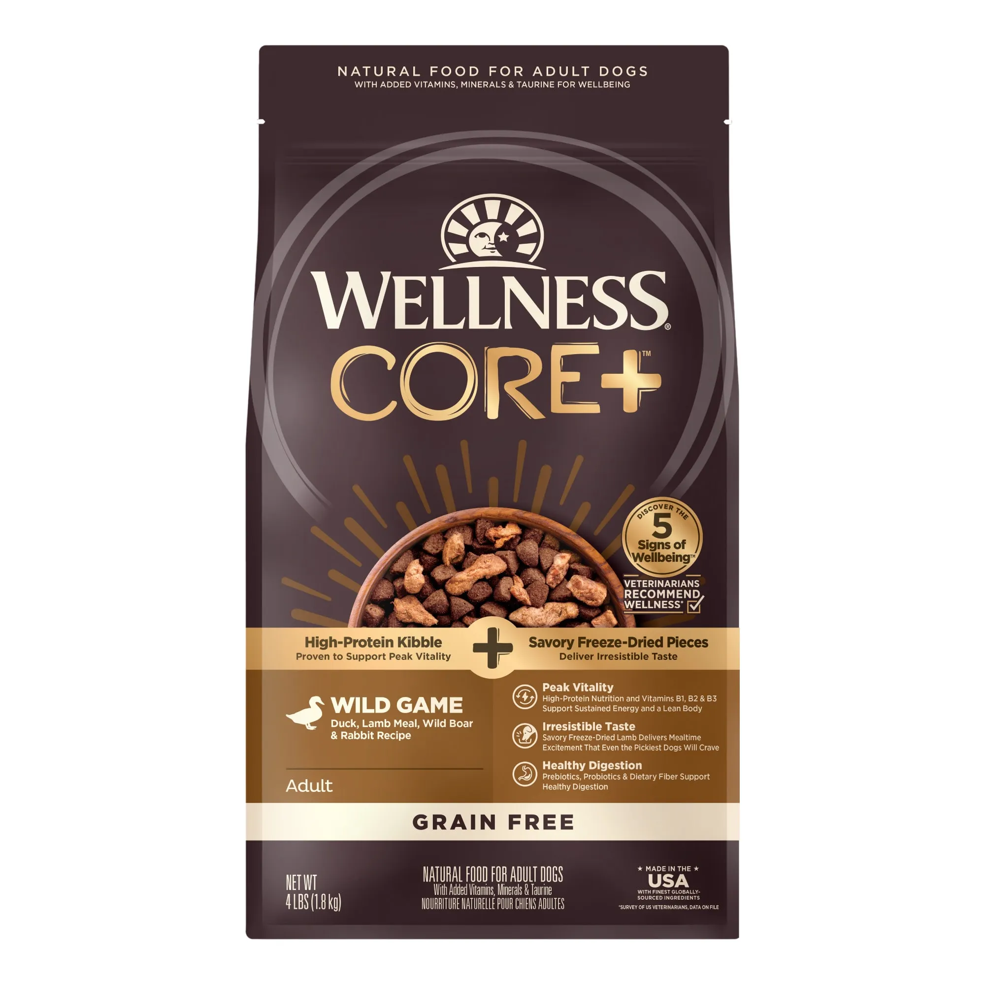 Grain-Free Wild Game Dog Food with Duck, Boar & Rabbit - Freeze-Dried ...