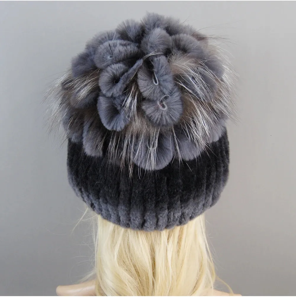 Premium Rex Rabbit Fur Beanie: Warm, Elastic Winter Hat for Women ...