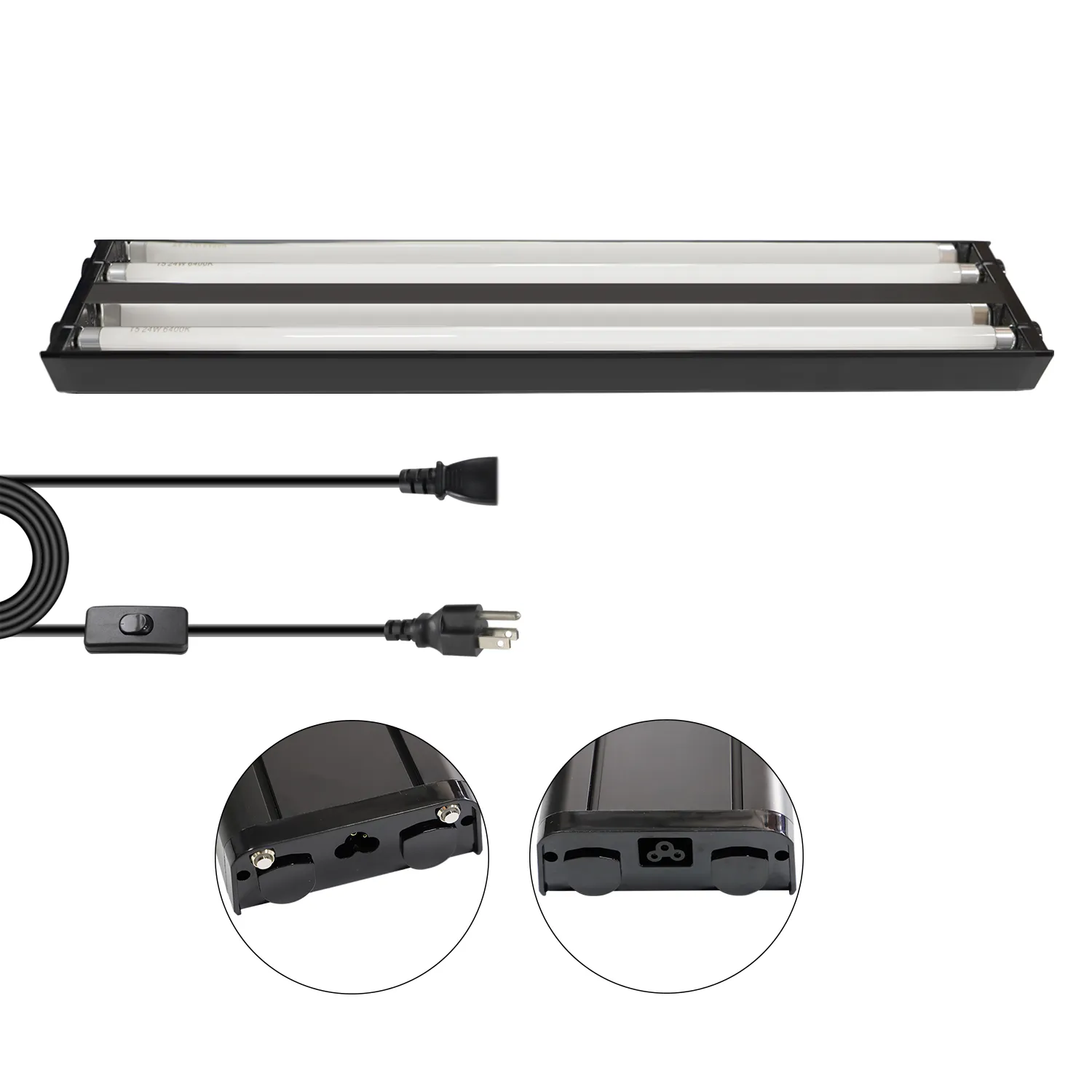 24 Inch Double Clamp Reptile Light Fixture - 10 UVB 24W/48W Aluminum ...
