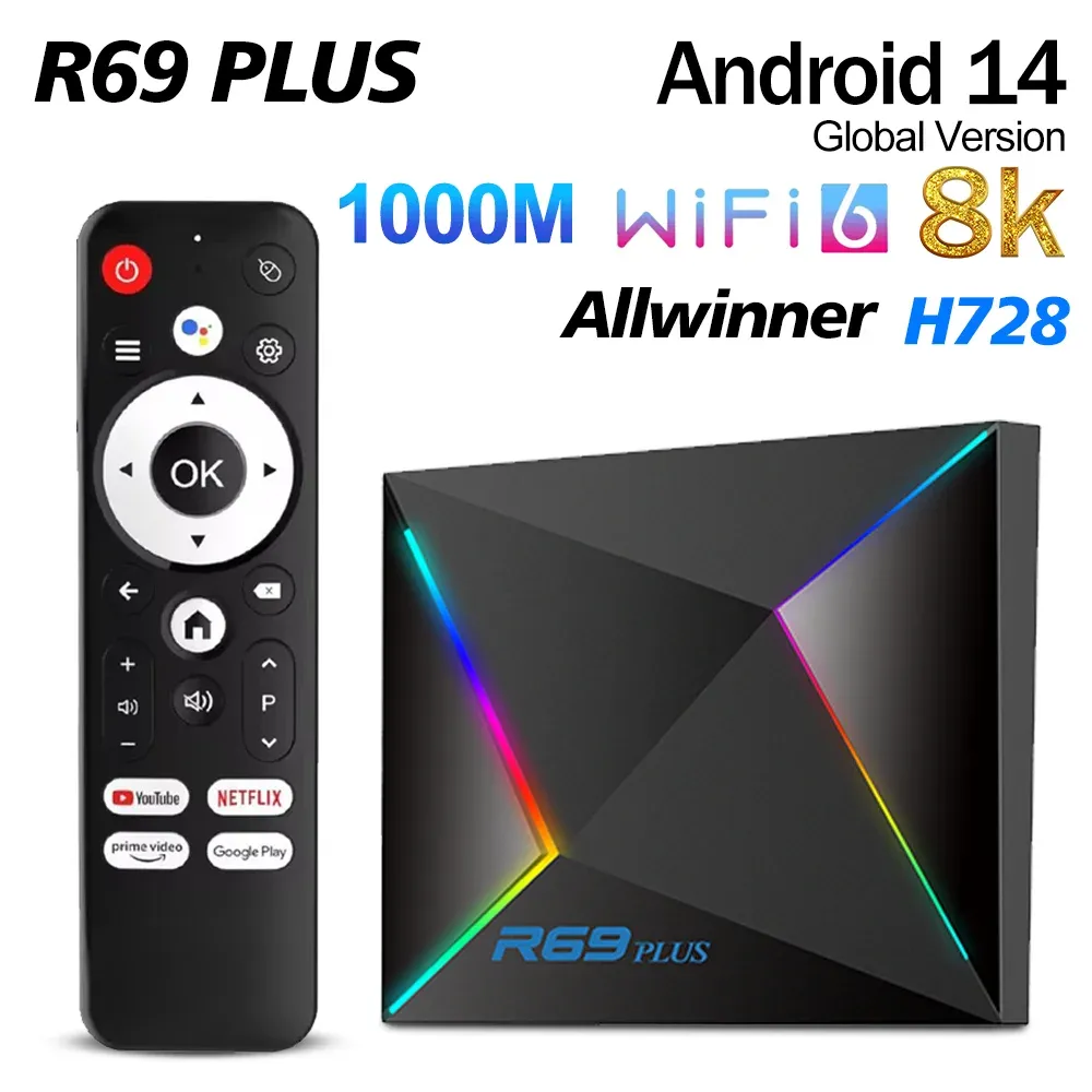 R69 Plus Android 14 Smart TV Box Allwinner H728 8K HD Media Player With ...