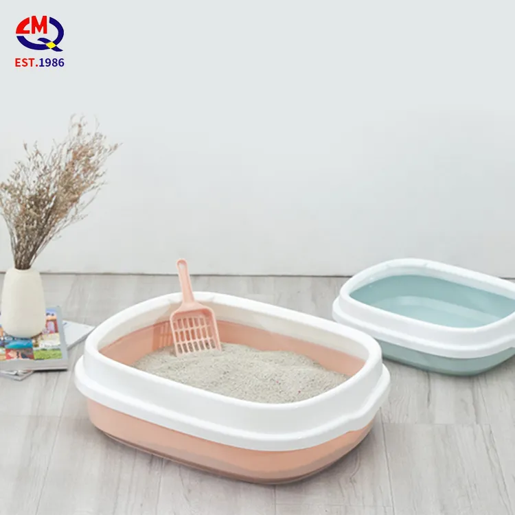 Large Capacity Plastic Cat Litter Box with Sandbox Feature for Easy ...