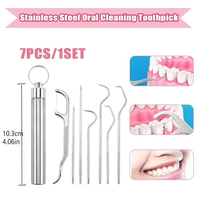 DHgate.com:Stainless Steel Toothpick Set: Portable Tooth Flosser for ...