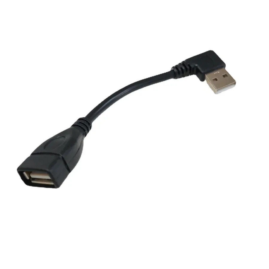 90° USB 2.0 A Male to Female 10cm Right-Angled Black Data Power ...
