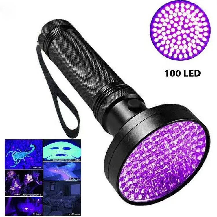 Purple LED Dog Flashlight - Rechargeable, 100 LED, Anti-Slip Grip ...