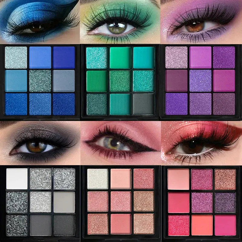 9-Color Red Eyeshadow Palette - Purple Glitter, Pearlescent, Matte ...