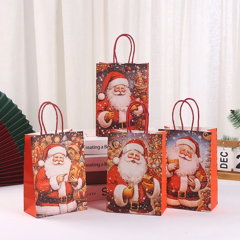 Large Christmas Paper Gift Bags - Festive Santa Claus Holiday Wrapping ...