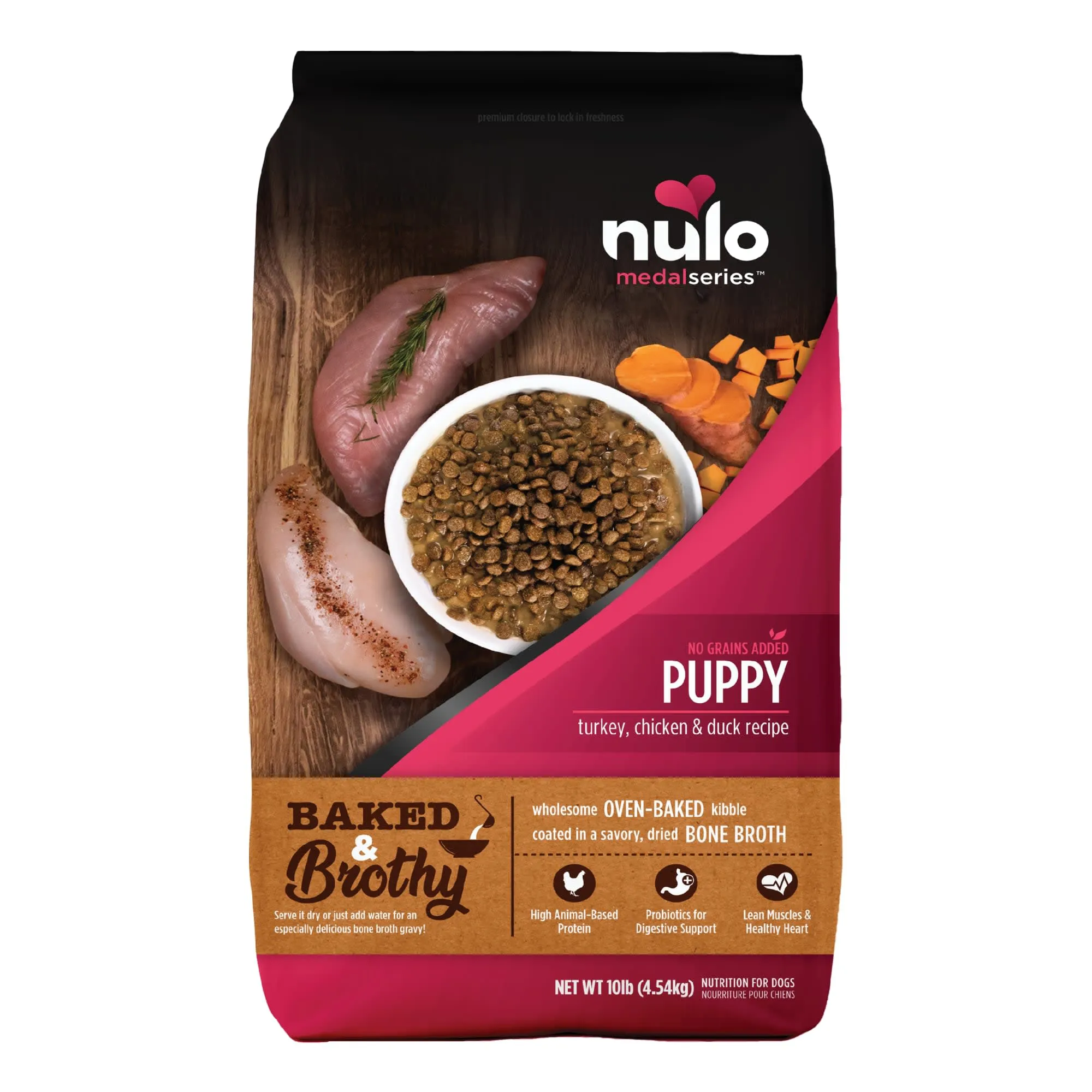 Nulo MedalSeries Baked & Brothy Puppy Food - Turkey, Chicken & Duck ...