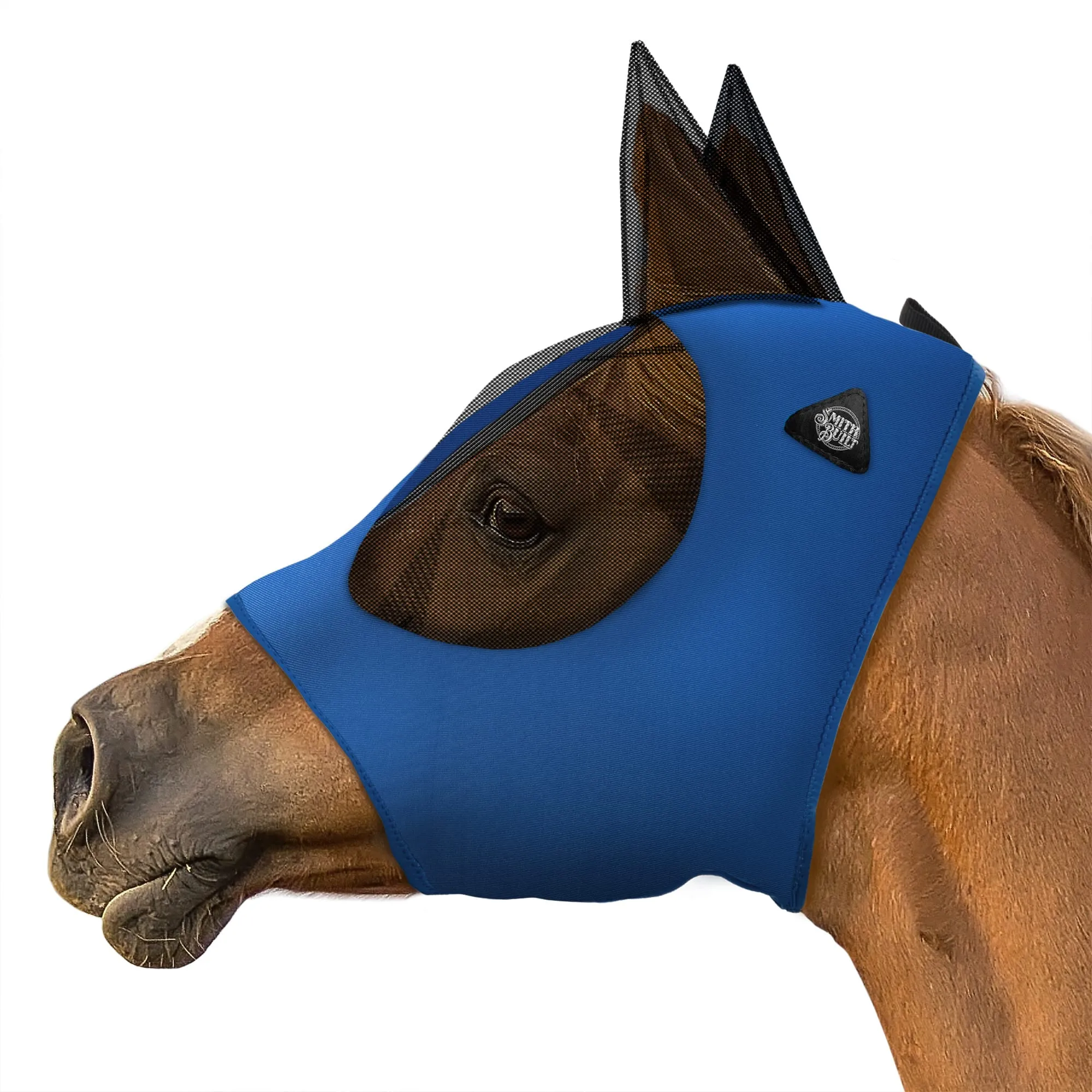 SmithBuilt Cob Horse Fly Mask - Blue Mesh, Breathable & UV Protection ...