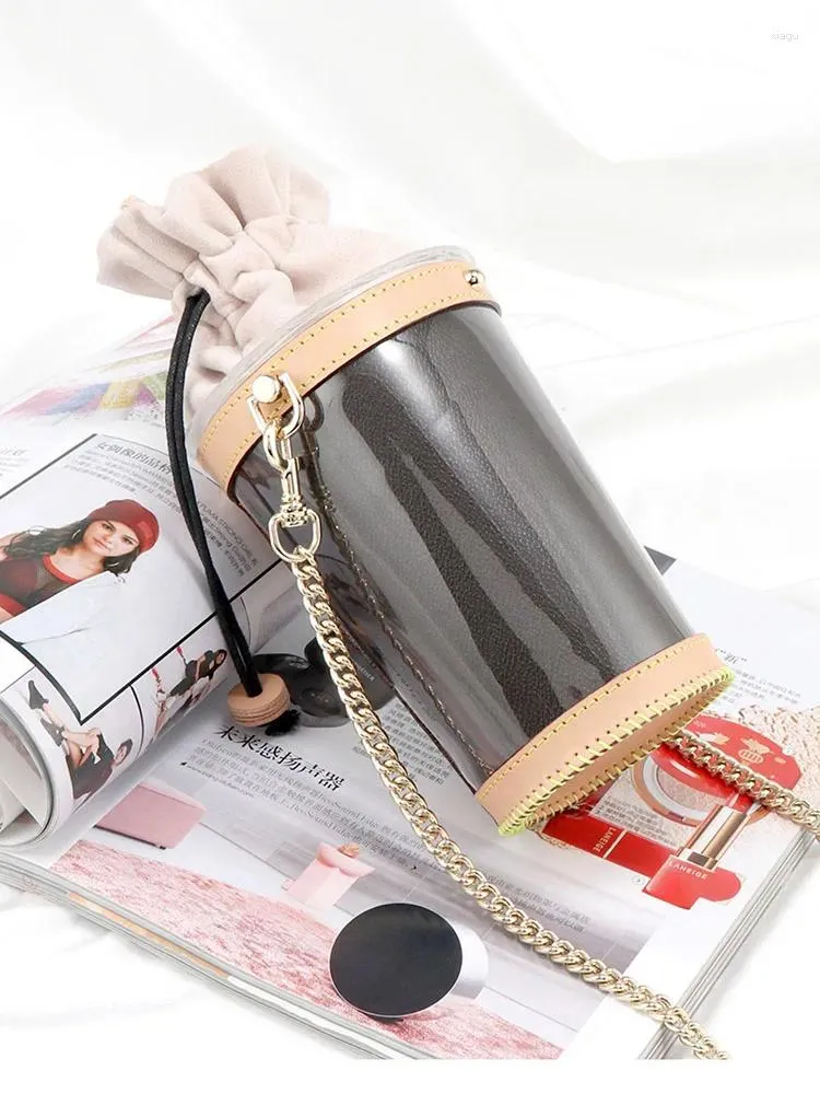 DIY Clear PVC Barrel Shaped Clear Shoulder Bag For Women Crossbody Mini ...