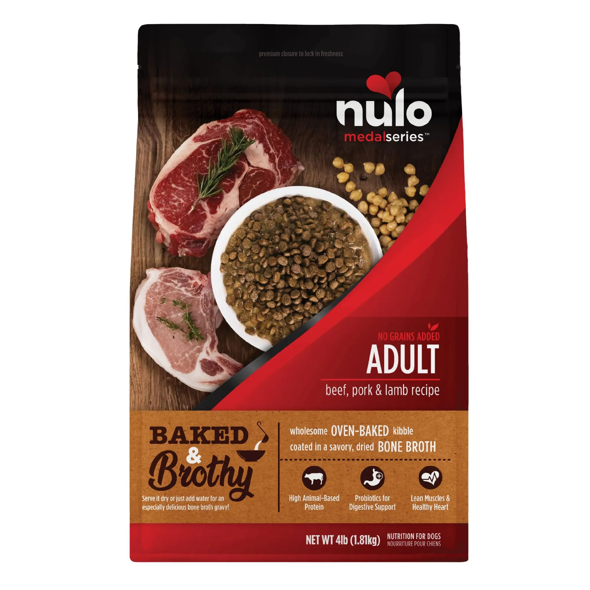 Nulo MedalSeries Baked & Brothy Beef Adult Dry Dog Food - 4 lbs Bag ...