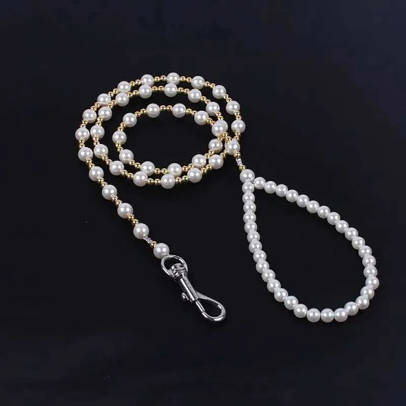 Premium Steel Cable Dog Leash with Pearl Accents - 4ft Heavy Duty Pet ...