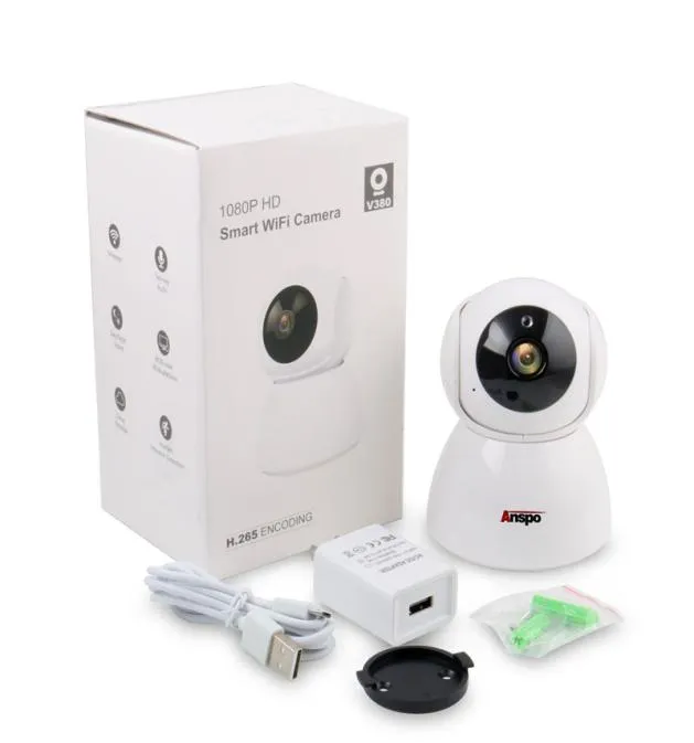 Anspo Wireless Home CCTV Wifi Smart Camera V380 With Pan Tilt, IR Night ...
