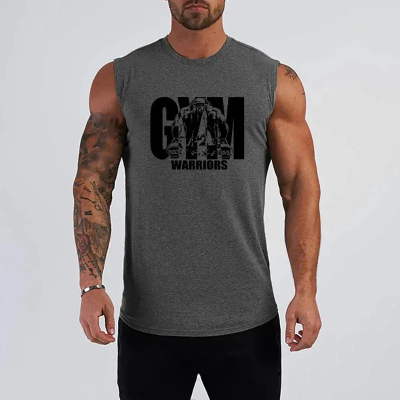 Gym Tank Top Mens Fitness Clothing Cotton Stringer Sleeveless ...