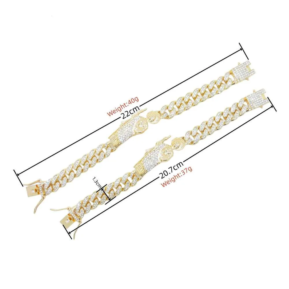 San Judas Gold Bracelet Cuban Link Chain Rhie Gold Plated St. Jude ...
