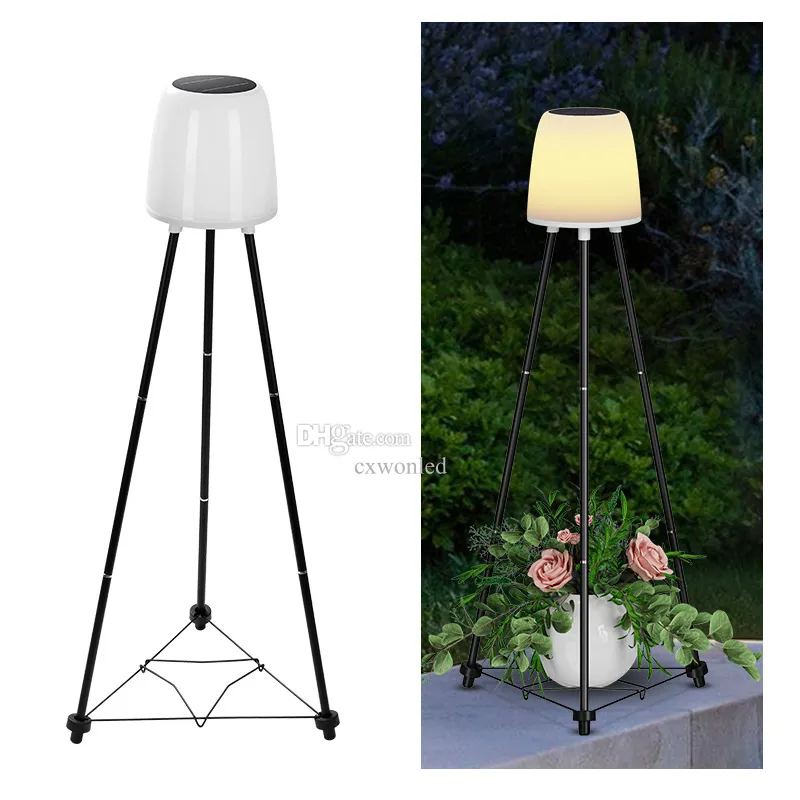 Solar Post Lamps Outdoor With Plant Stand Weatherproof RGB Solar Lights ...