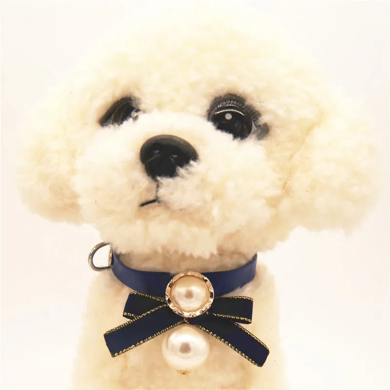 DHgate.com:7-Color Pearl Bow PU Dog & Cat Collars - Wholesale Pet ...
